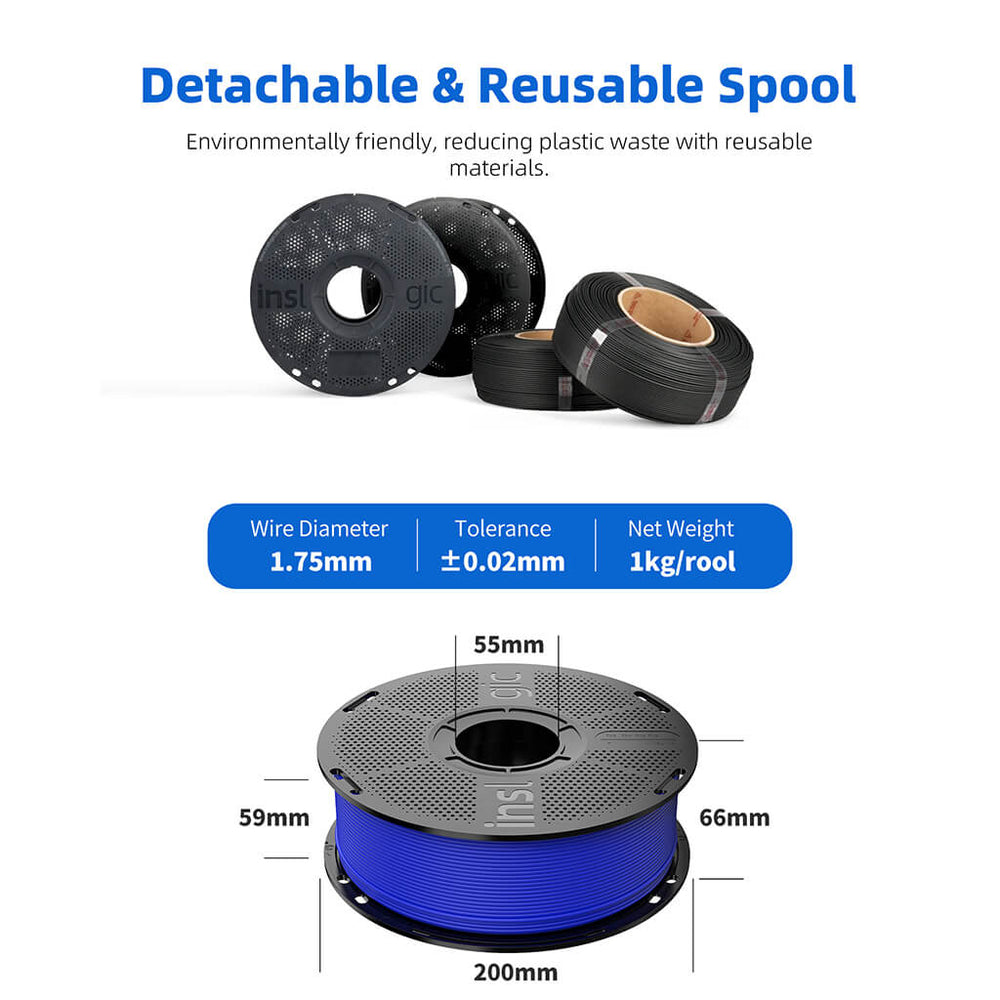 Matte PLA 3D Printer Filament - Less Warping - Inslogic 3D